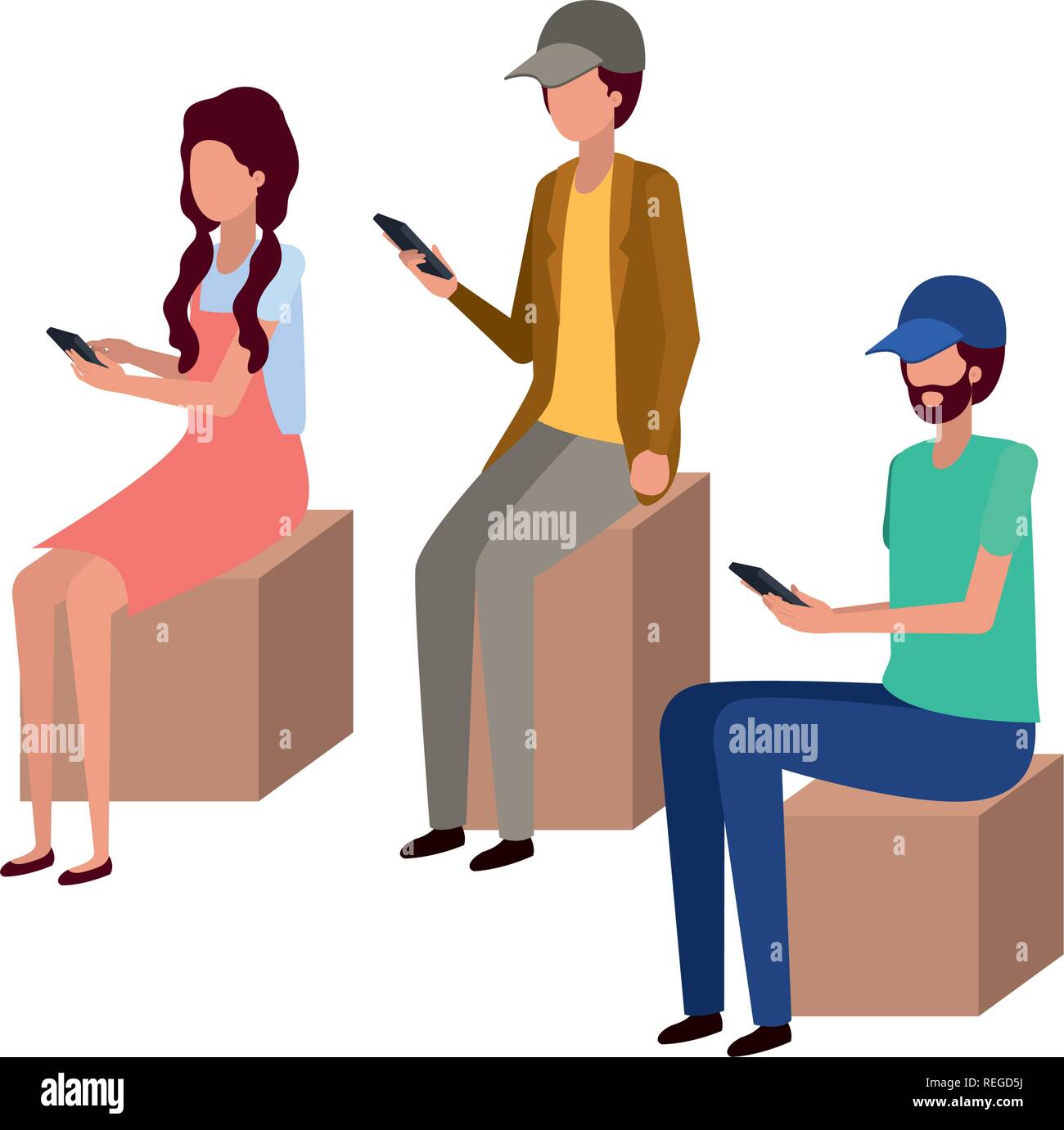 group of people with smartphone avatar character Stock Vector Image ...