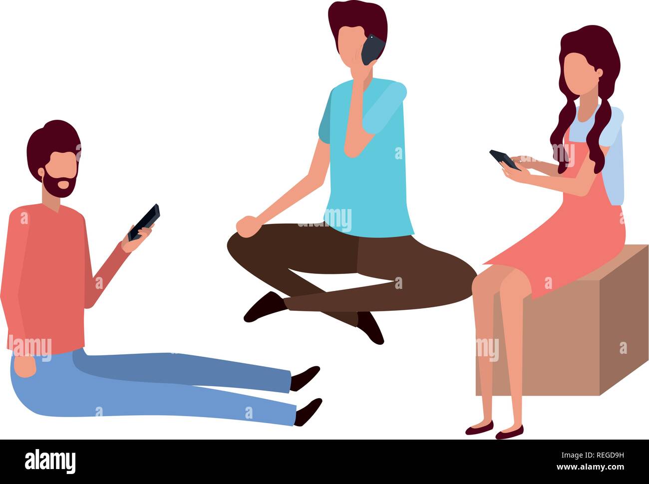 group of people with smartphone avatar character Stock Vector Image ...