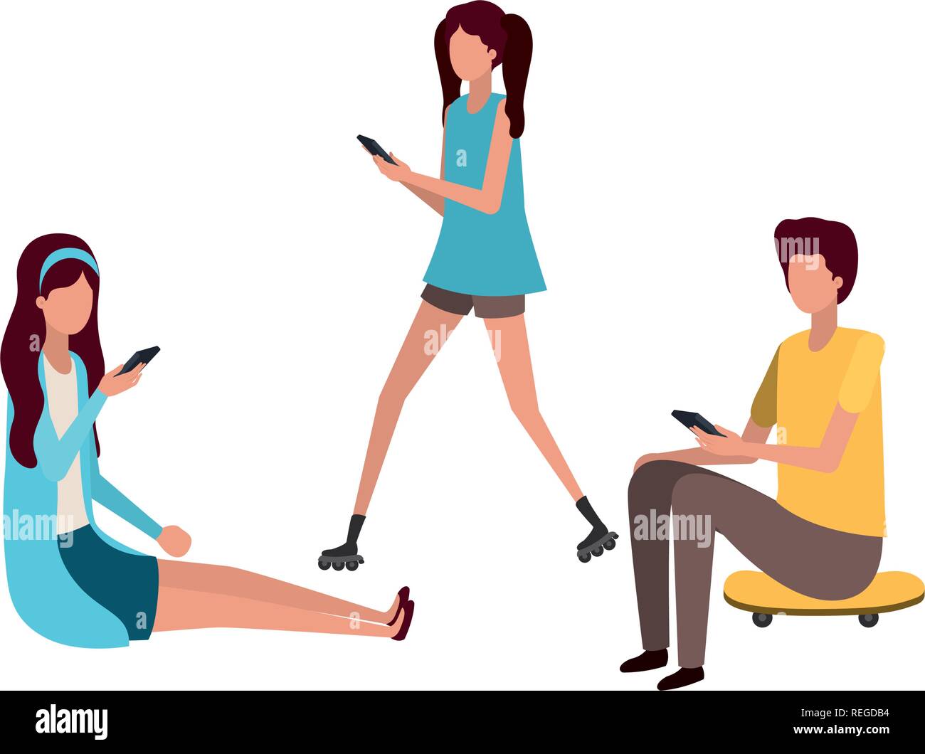 group of people with smartphone avatar character Stock Vector Image ...