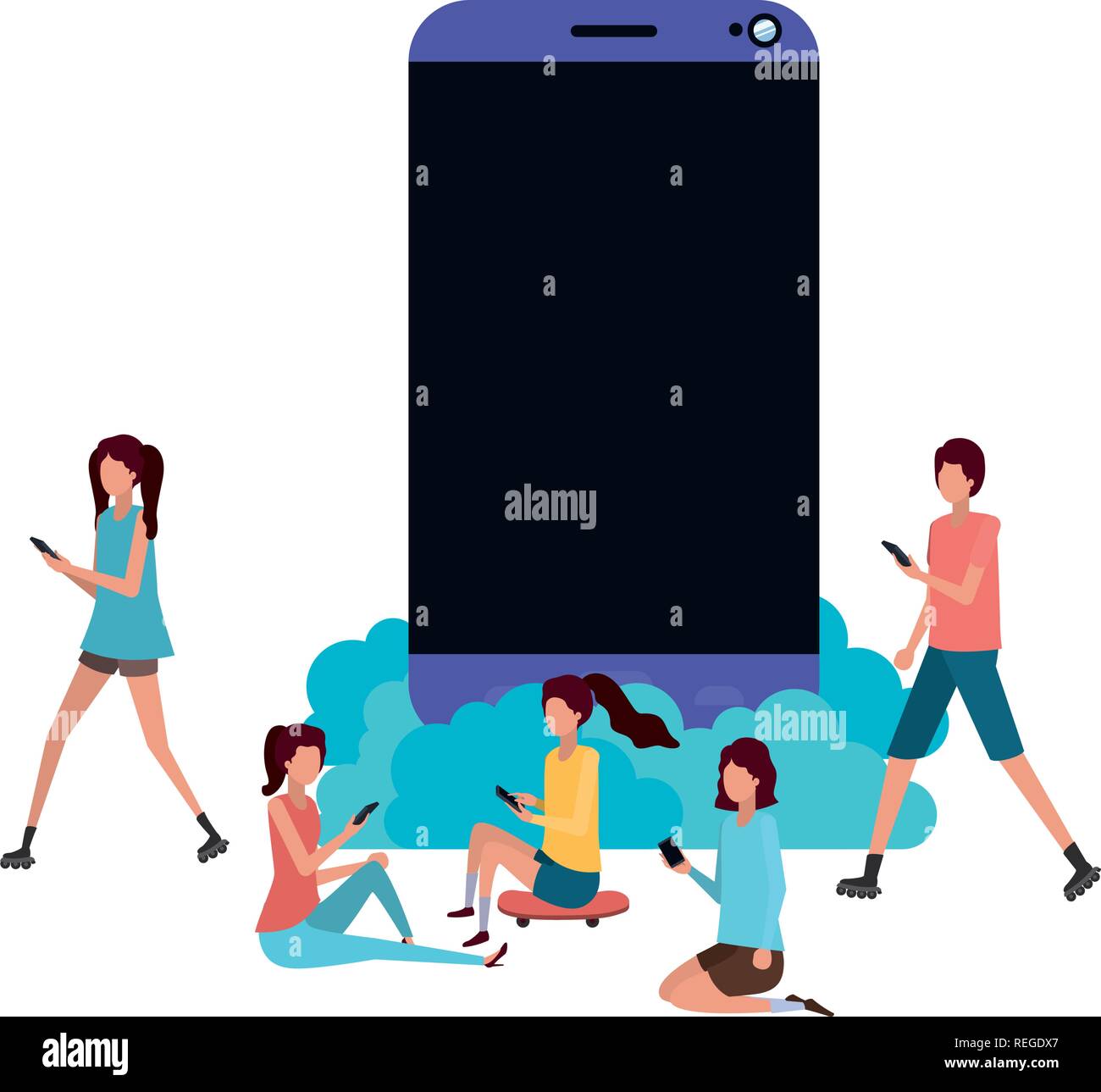 screen with people around avatar character Stock Vector Image & Art - Alamy