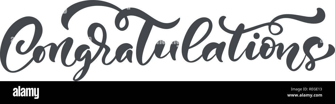 Vector hand drawn calligraphy lettering text isolated Congratulations. Elegant modern ...