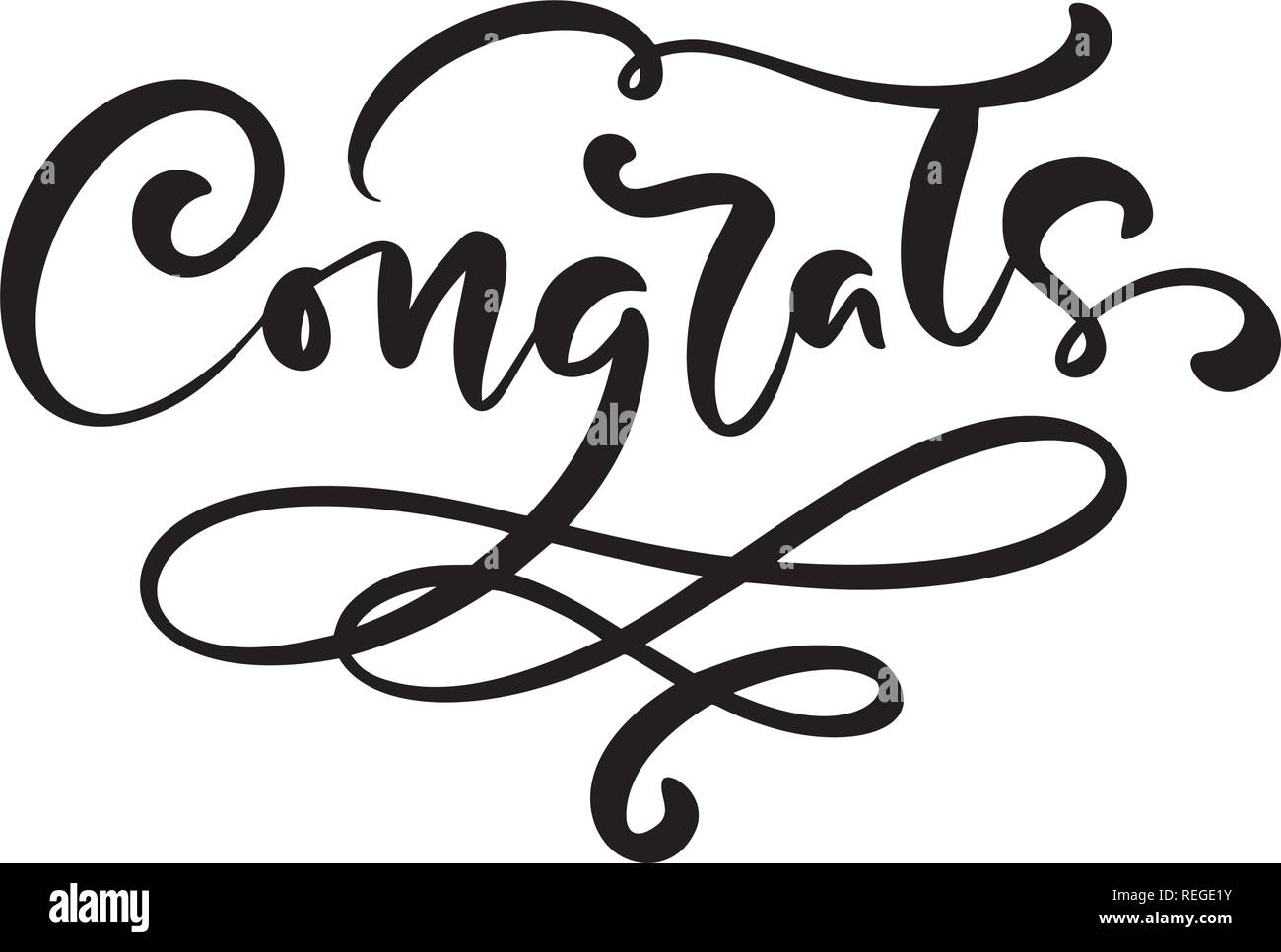 Vector hand drawn calligraphy lettering text Congrats. Elegant modern handwritten ...