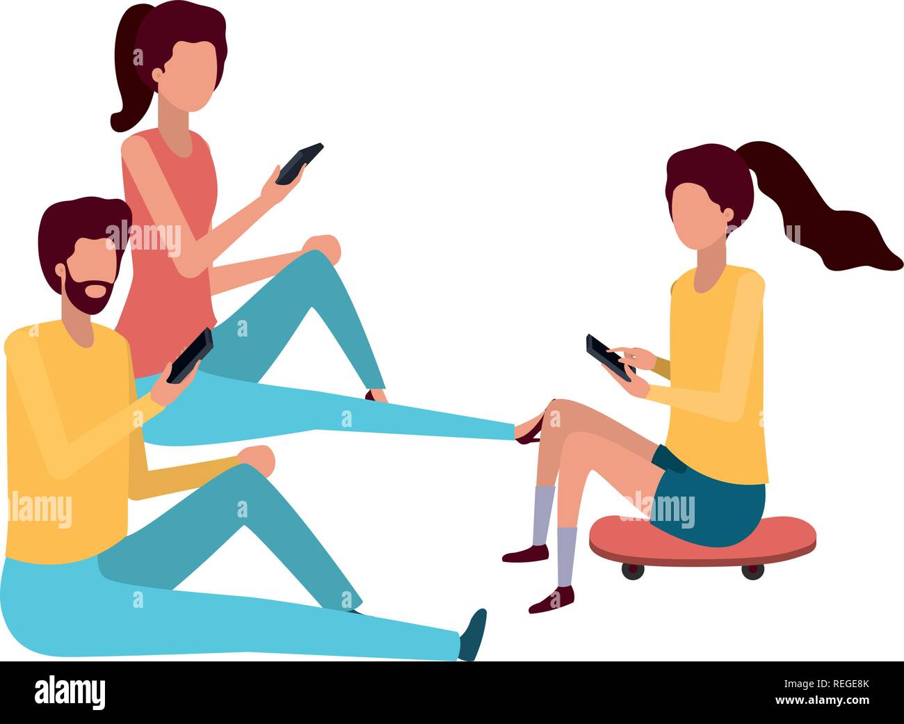 group of people with smartphone avatar character Stock Vector Image ...