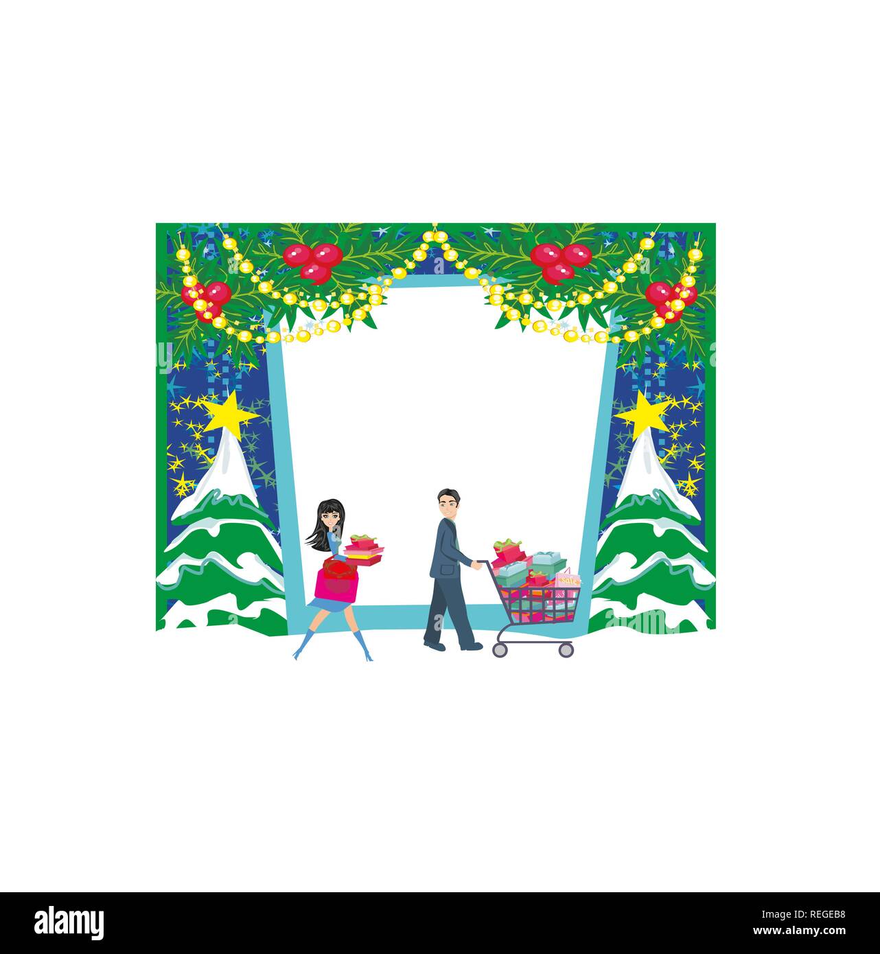 Man shopping xmas holidays Stock Vector Images - Alamy