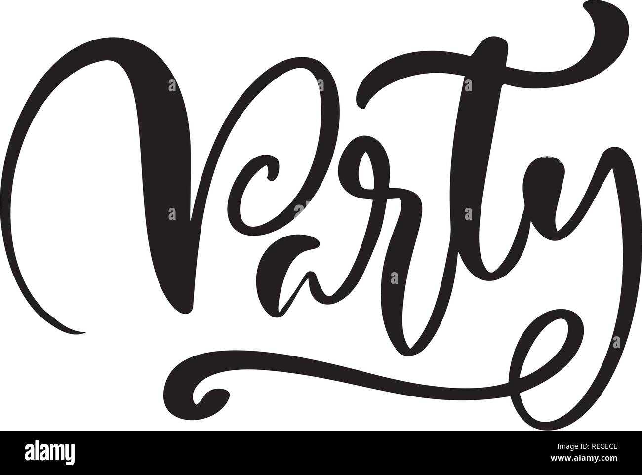 Vector hand drawn calligraphy lettering text Party. Elegant modern ...