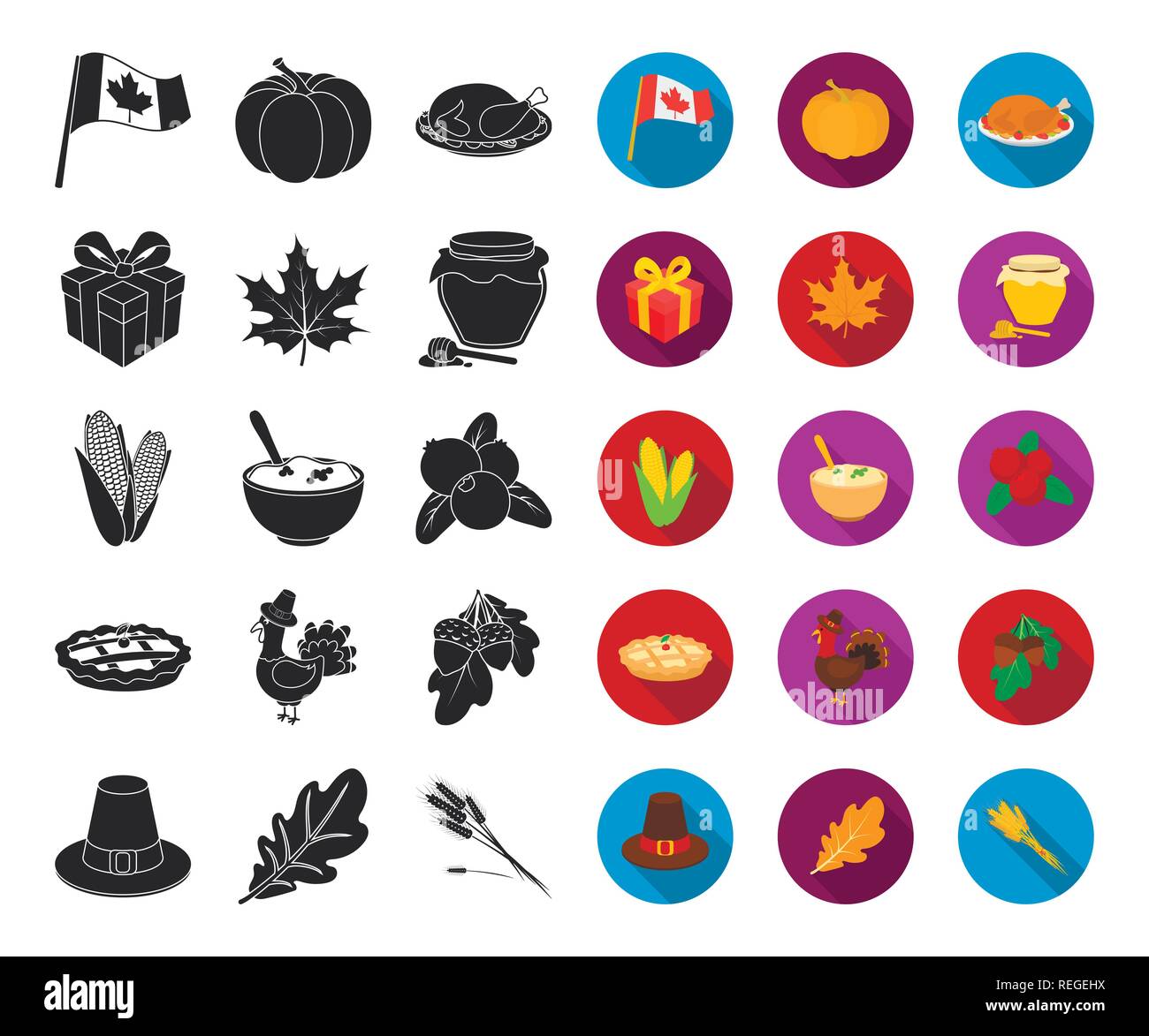 Canada Thanksgiving Day black,flat icons in set collection for design ...