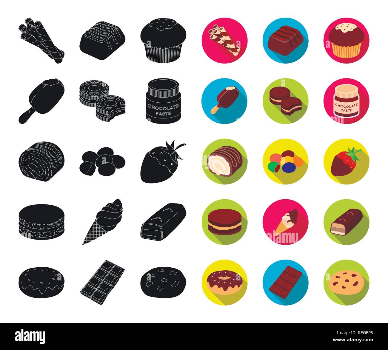 Chocolate Dessert black,flat icons in set collection for design ...