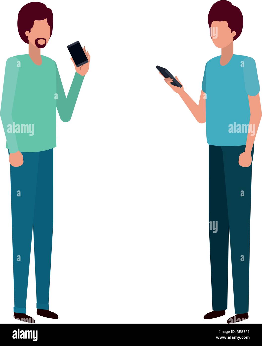 young men with smartphone avatar character Stock Vector Image & Art - Alamy