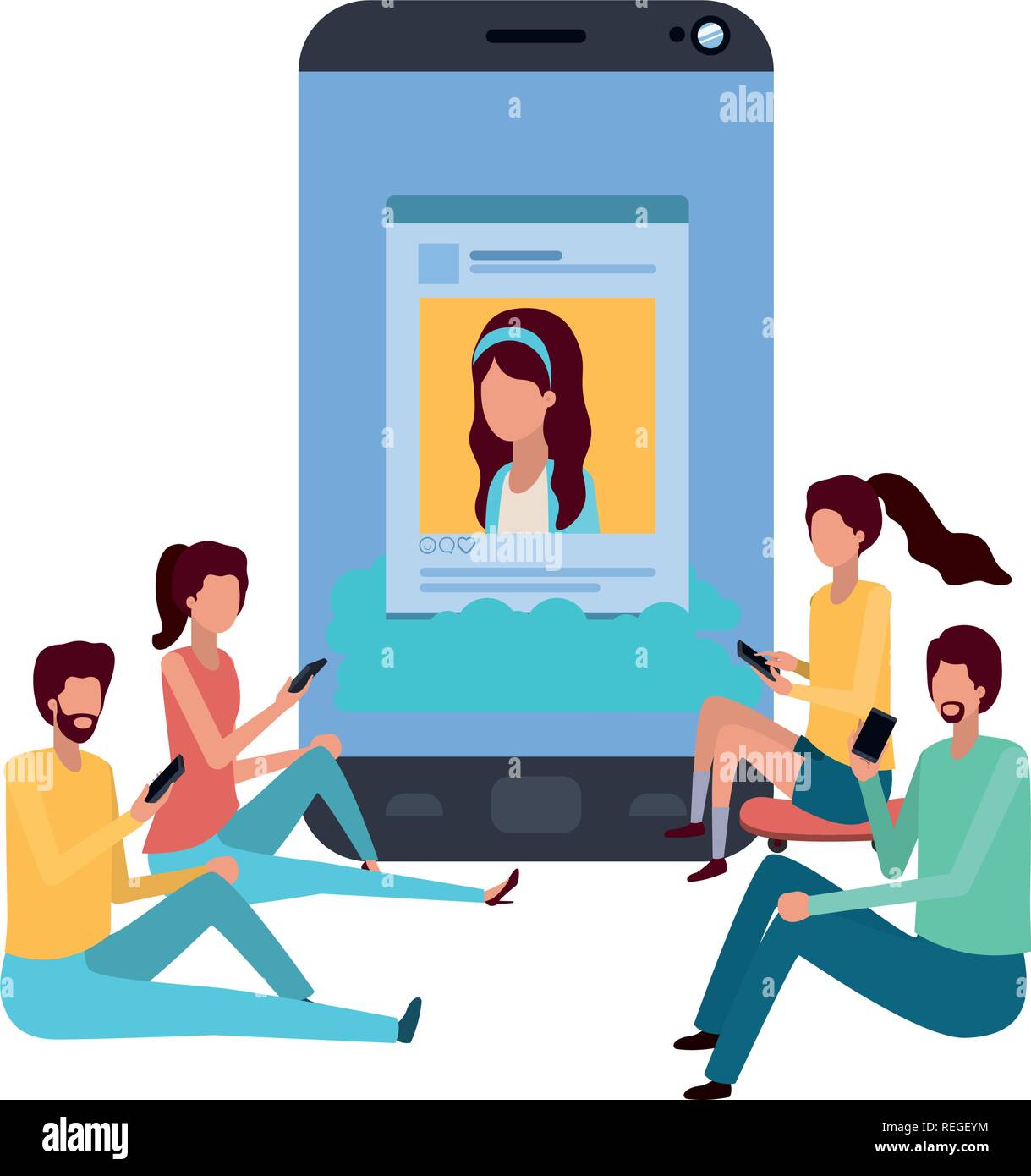 screen with people around avatar character Stock Vector Image & Art - Alamy