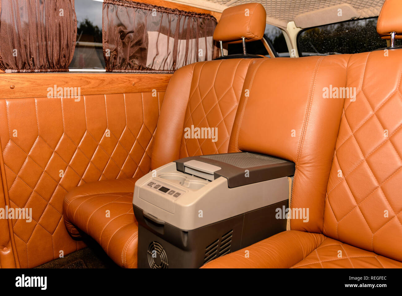 interior of the car is a brown color and leather 2019 Stock Photo - Alamy