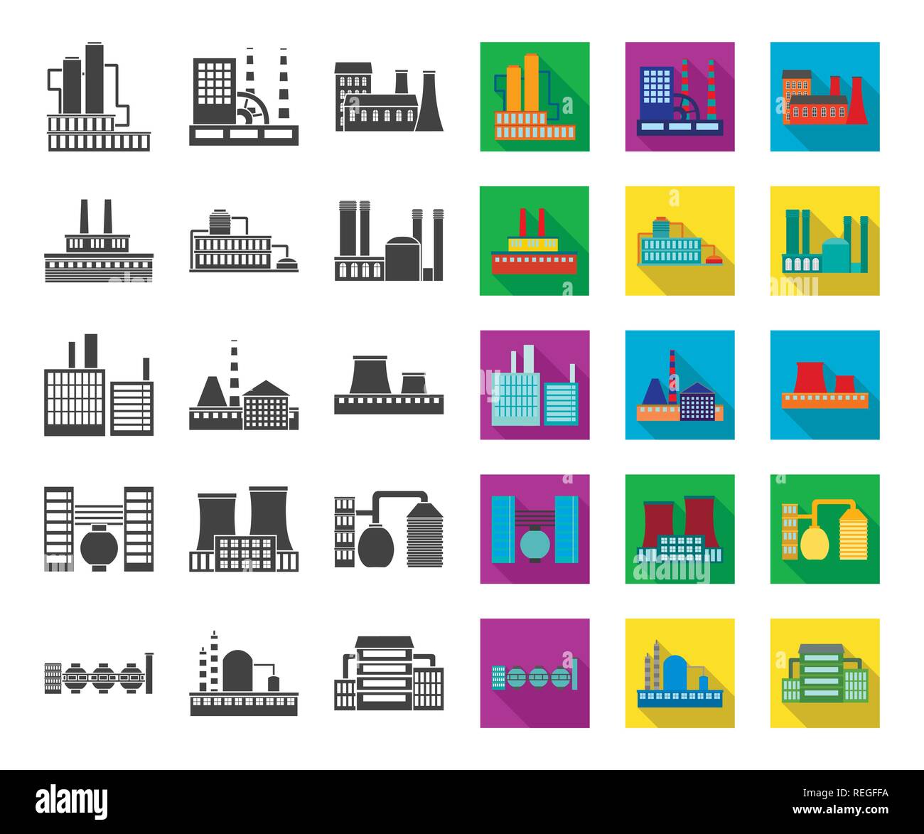 Factory and facilities black,flat icons in set collection for design ...