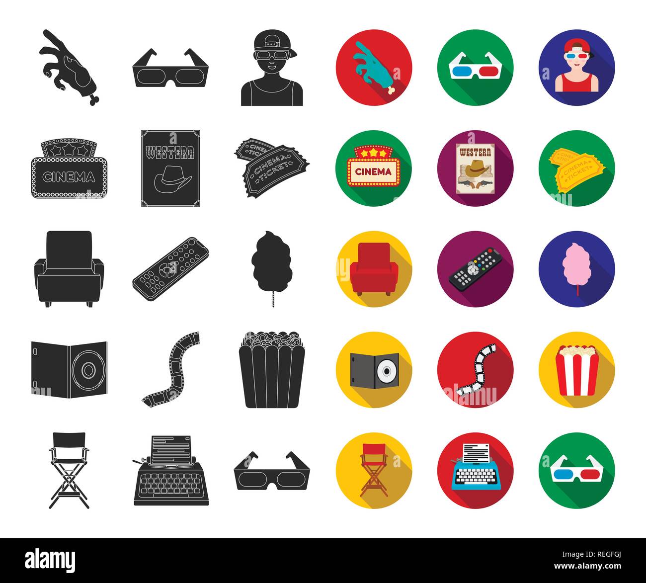 Films and cinema black,flat icons in set collection for design.Movies ...