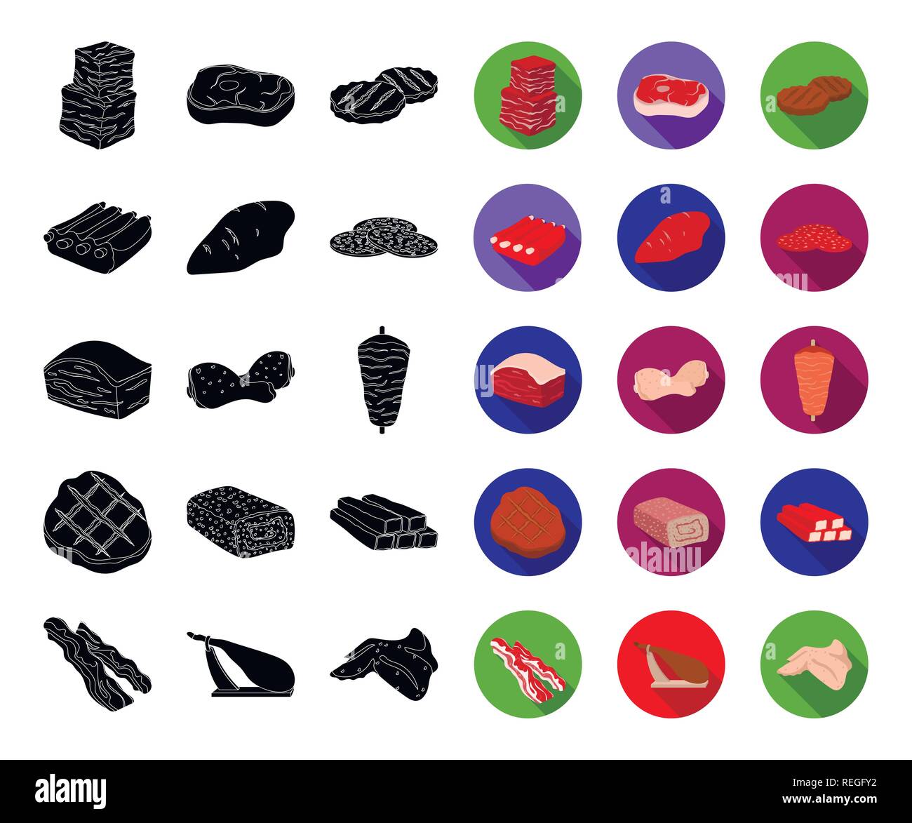 Various meats Stock Vector Images - Alamy