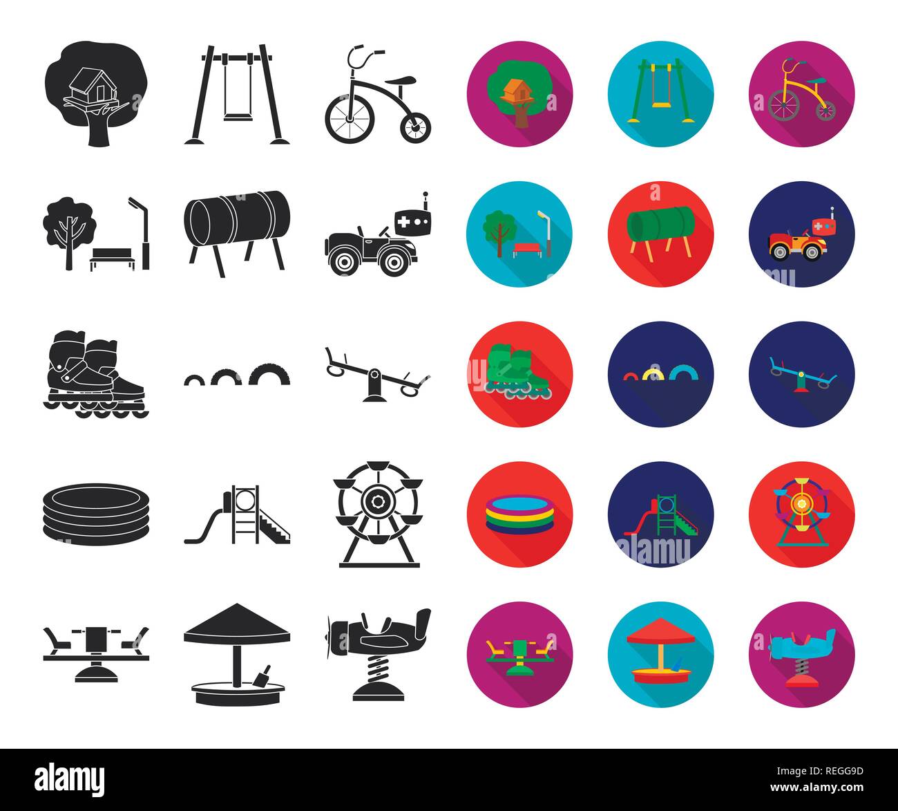 Playground, entertainment black,flat icons in set collection for design ...