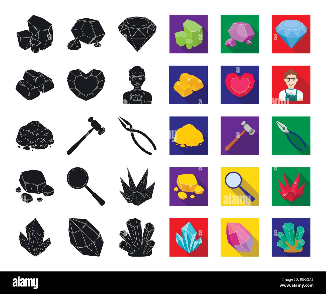 Precious Minerals black,flat icons in set collection for design ...