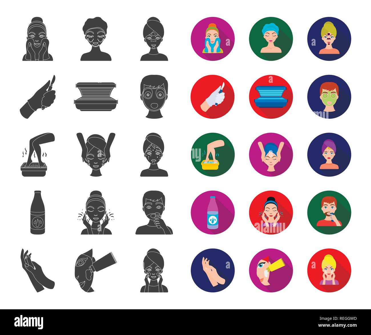 Skin care black,flat icons in set collection for design. Face and body ...