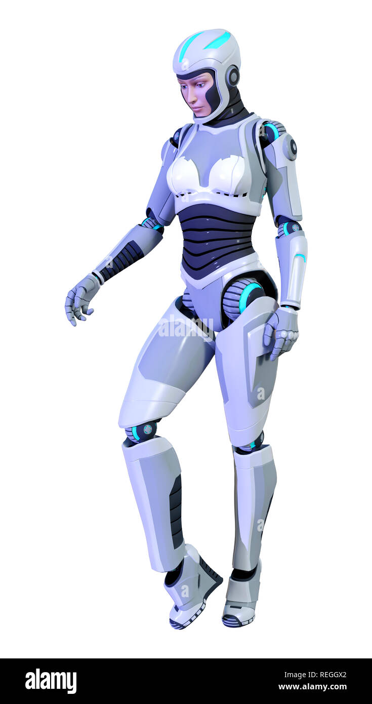 3D rendering of a female robot isolated on white background Stock Photo ...