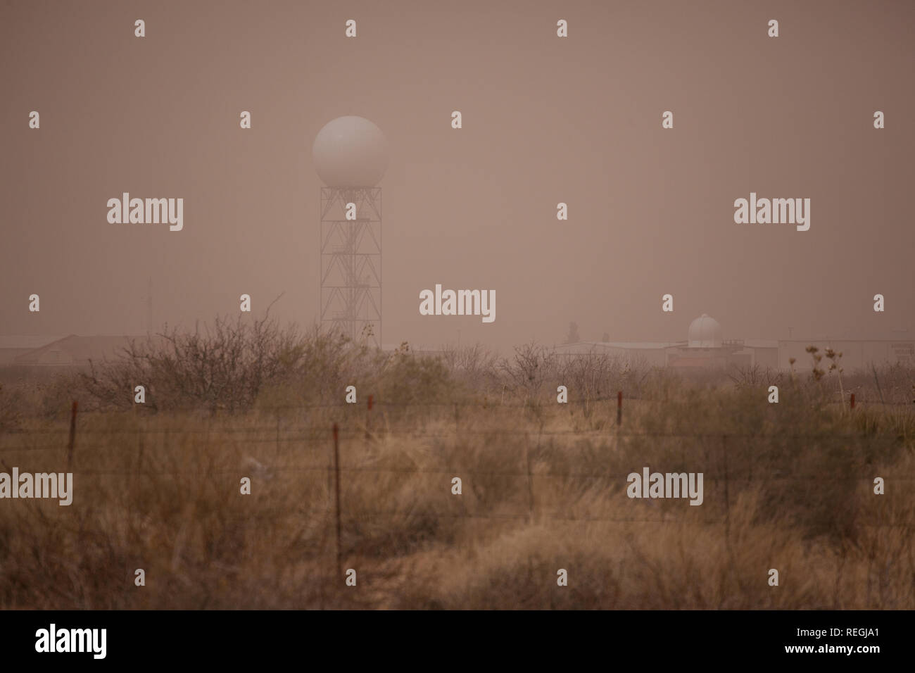 A Dust Storm Obscures Weather Radar Tower Stock Photo - Alamy
