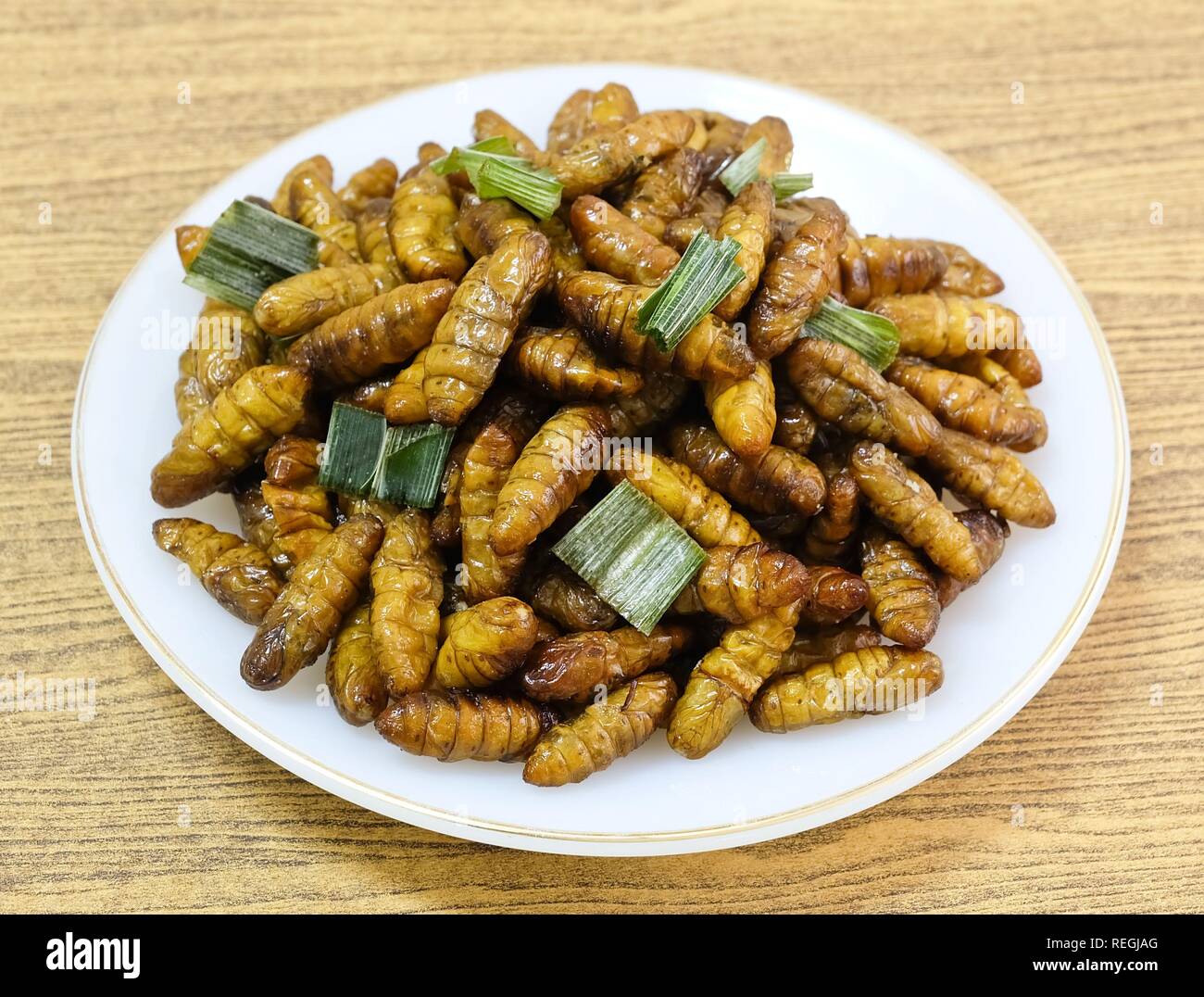 Cuisine and Food, Thai Traditional Deep Fried Marinated Coconut Worms ...