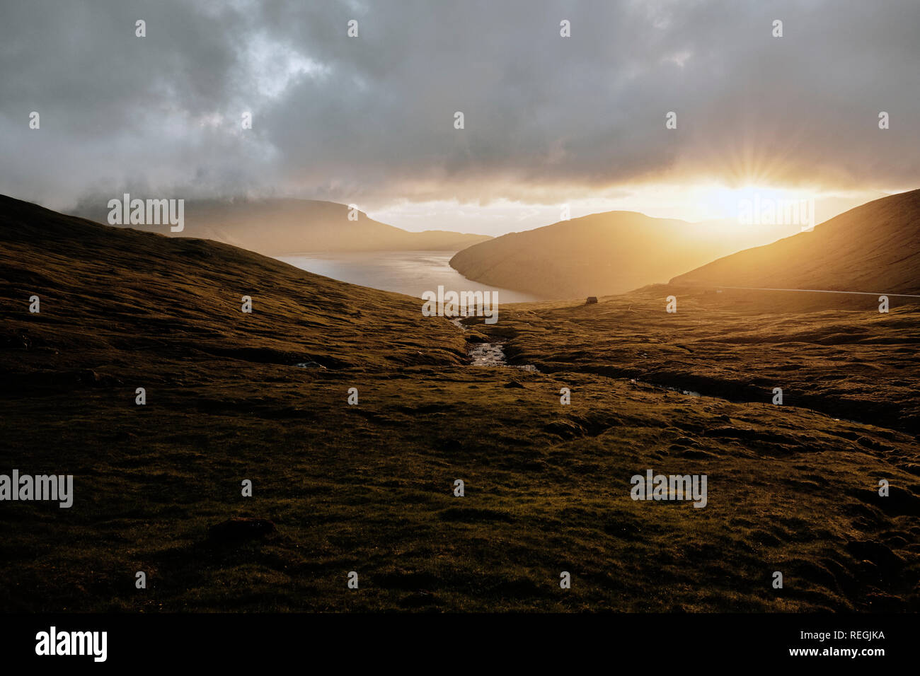 The wild and remote landscape of the Faroe Islands in the north ...