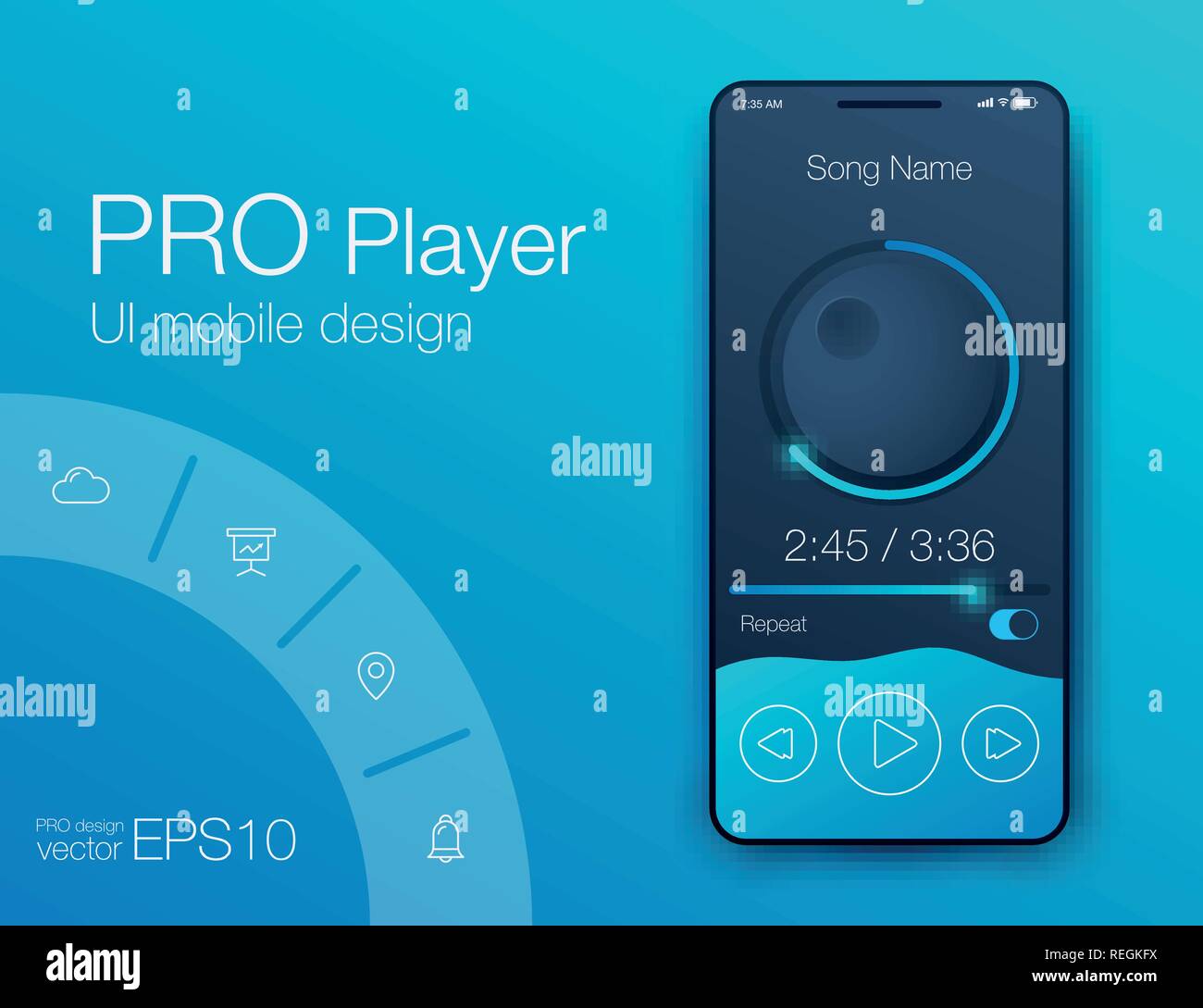 UI audio player templates templates in vector with design elements ...