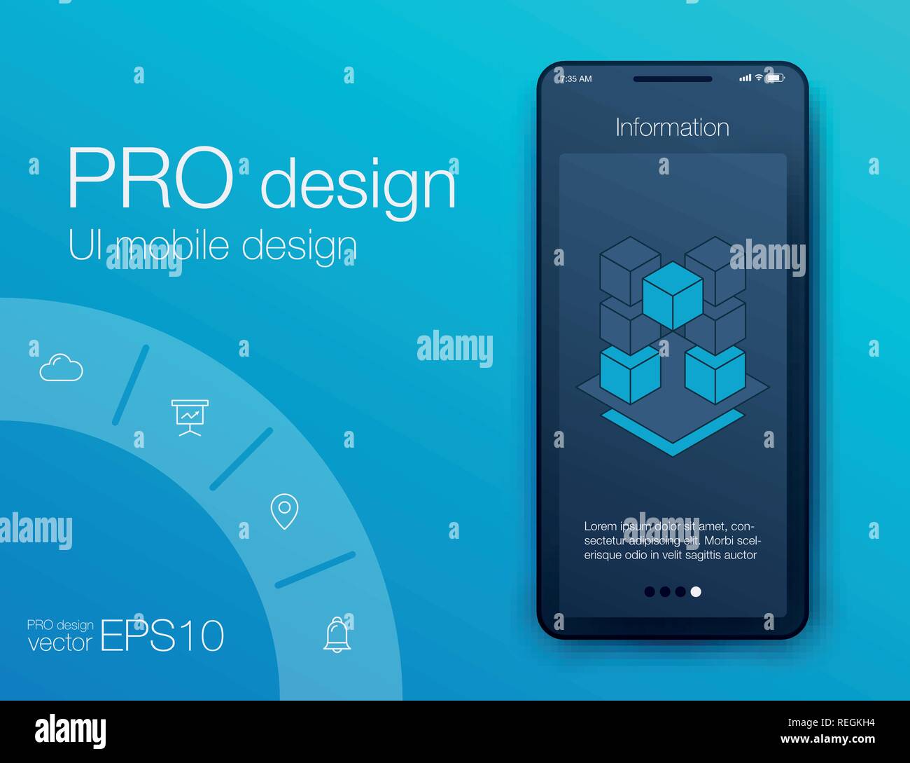 User interface with infographics with charts and graphs in flat design ...
