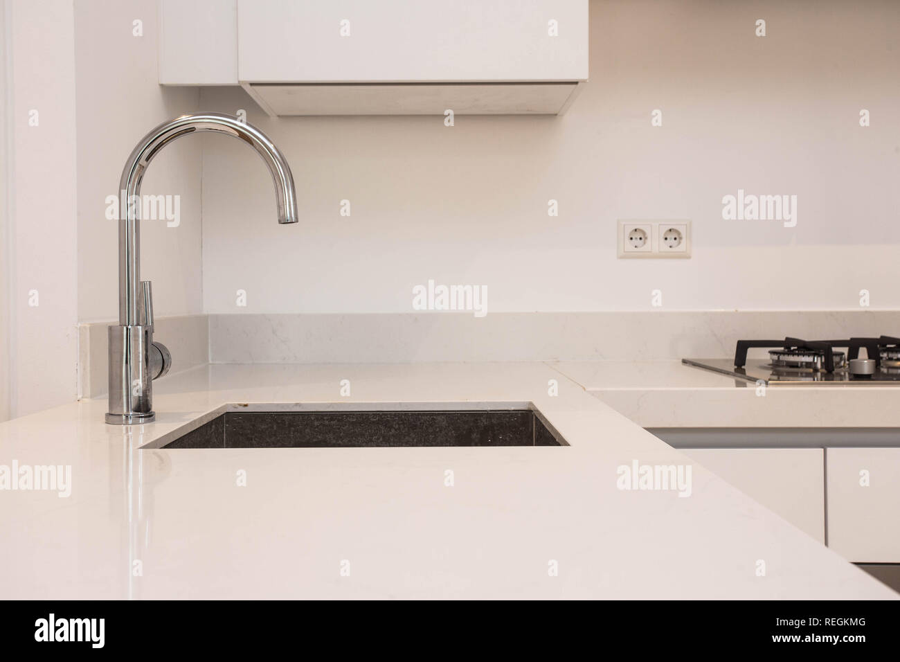 Luxurious modern kitchen with sink, Contemporary kitchen unit with ...