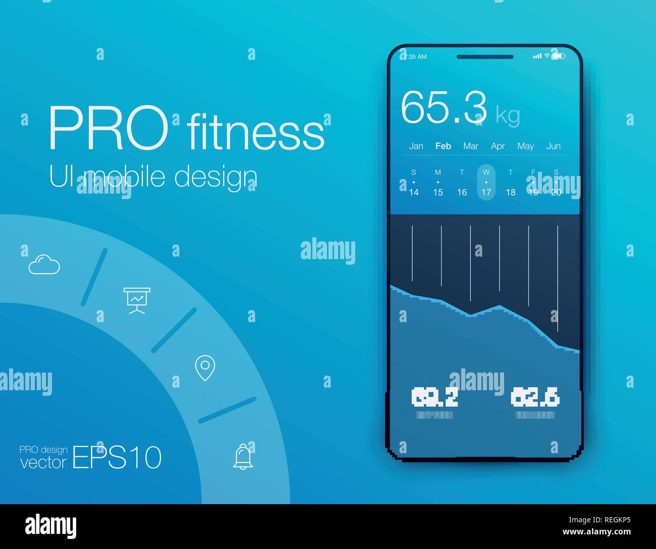 User interface with infographics with charts and graphs in flat design ...