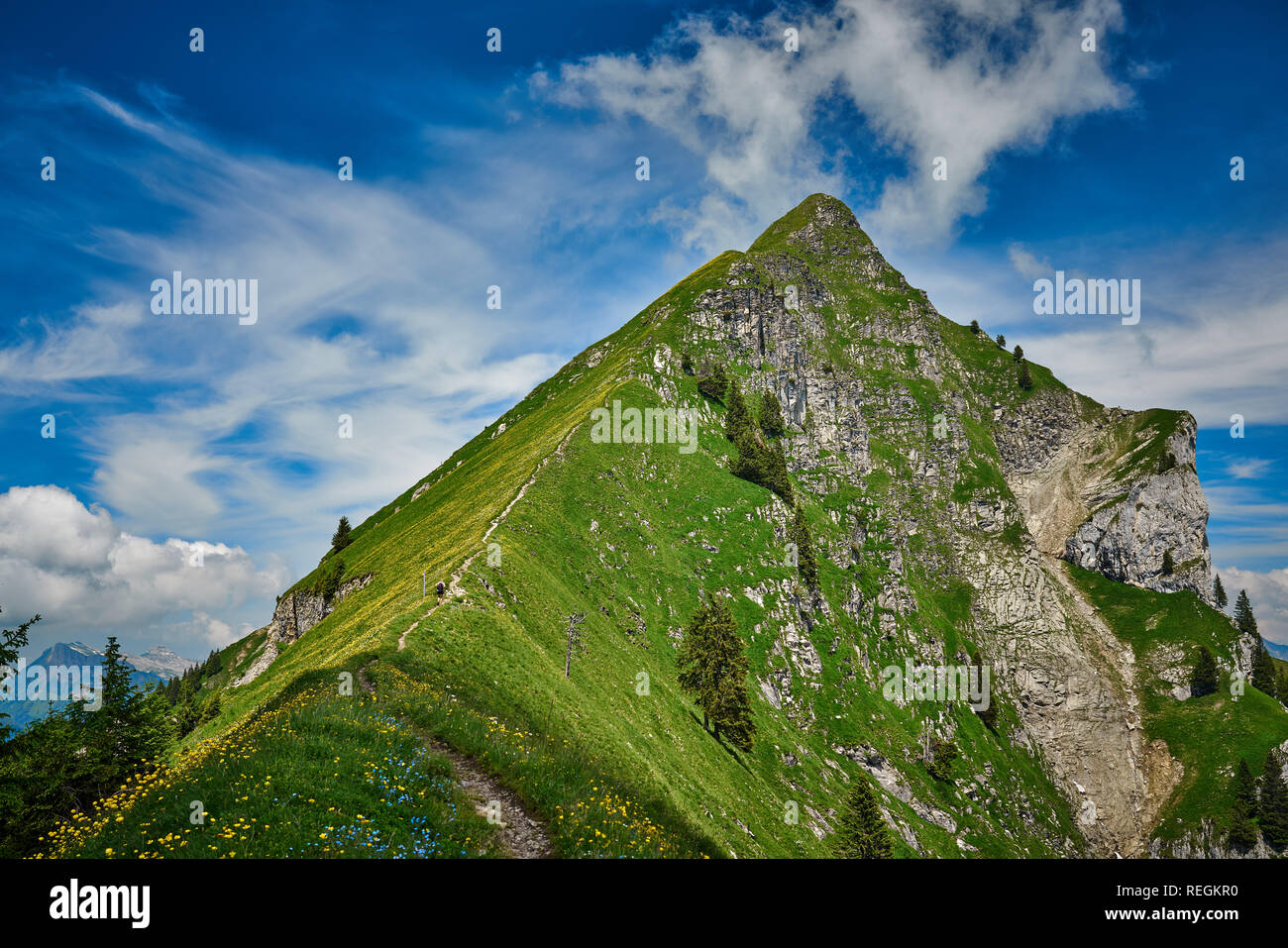 Swiss Alps landscape panorama of Hardergrat ridge trail /hike ...