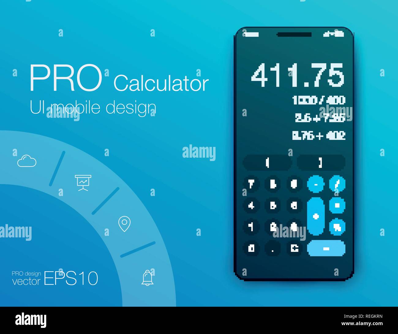 Smartphone With Calculator App, Vector realistic modern illustration ...