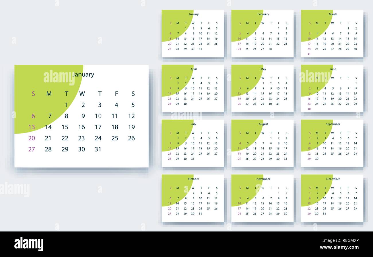 simple calendar 2019, Stock vector eps10. Color design Stock Vector ...