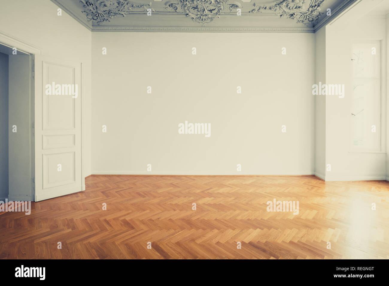 empty room historic old building restoration - interior renovation ...