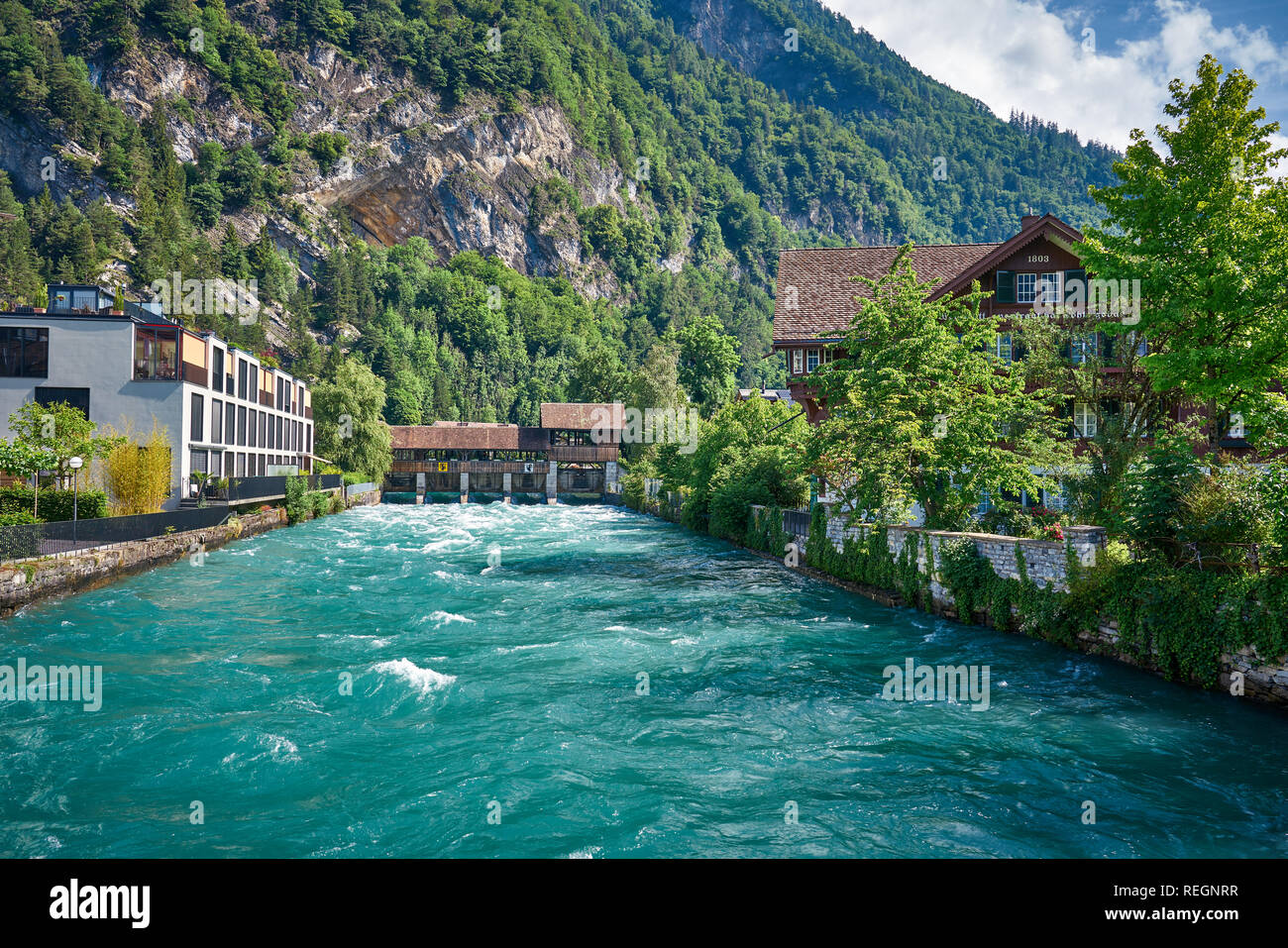 View from Interlaken, Switzerland Stock Photo - Alamy