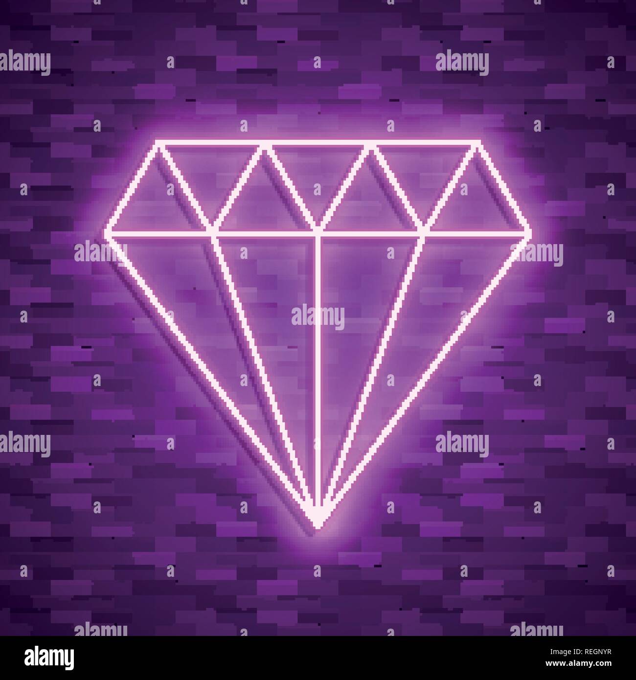 diamond icon in neon style. One of wedding collection icon can be used ...