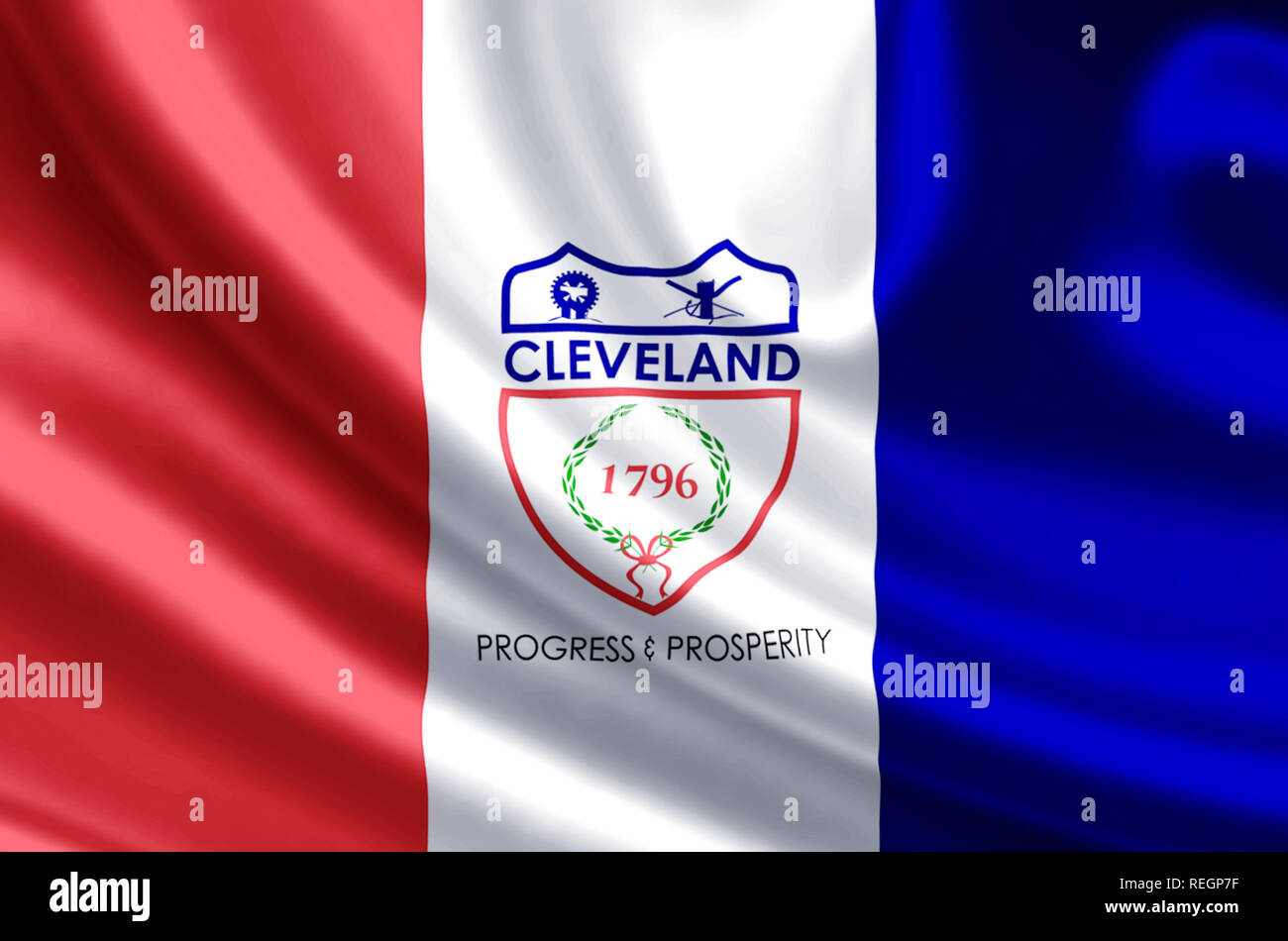 Cleveland waving and closeup flag illustration. Perfect for background ...