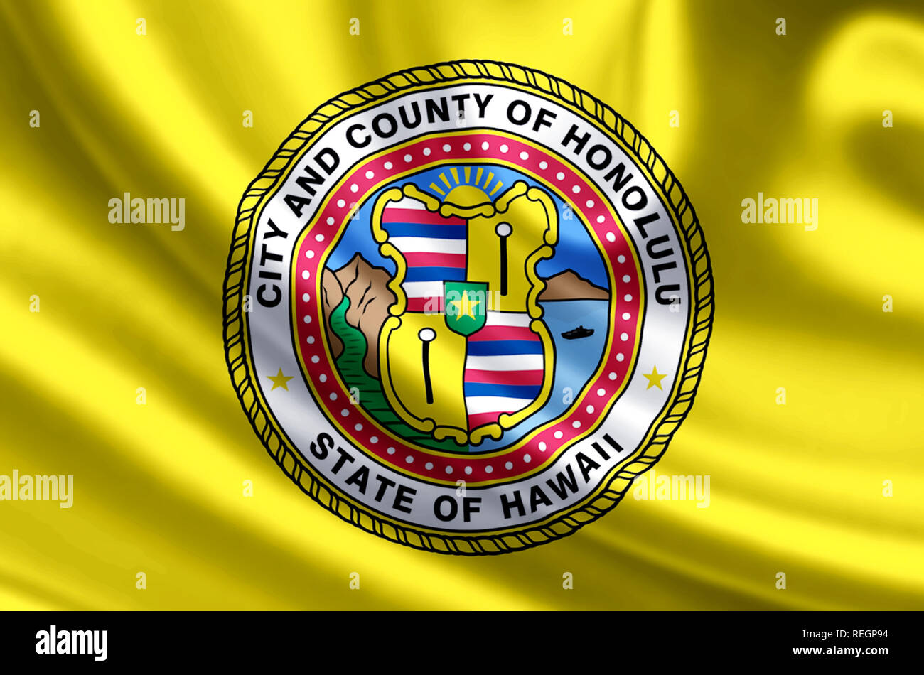 Honolulu Hawaii waving and closeup flag illustration. Perfect for ...
