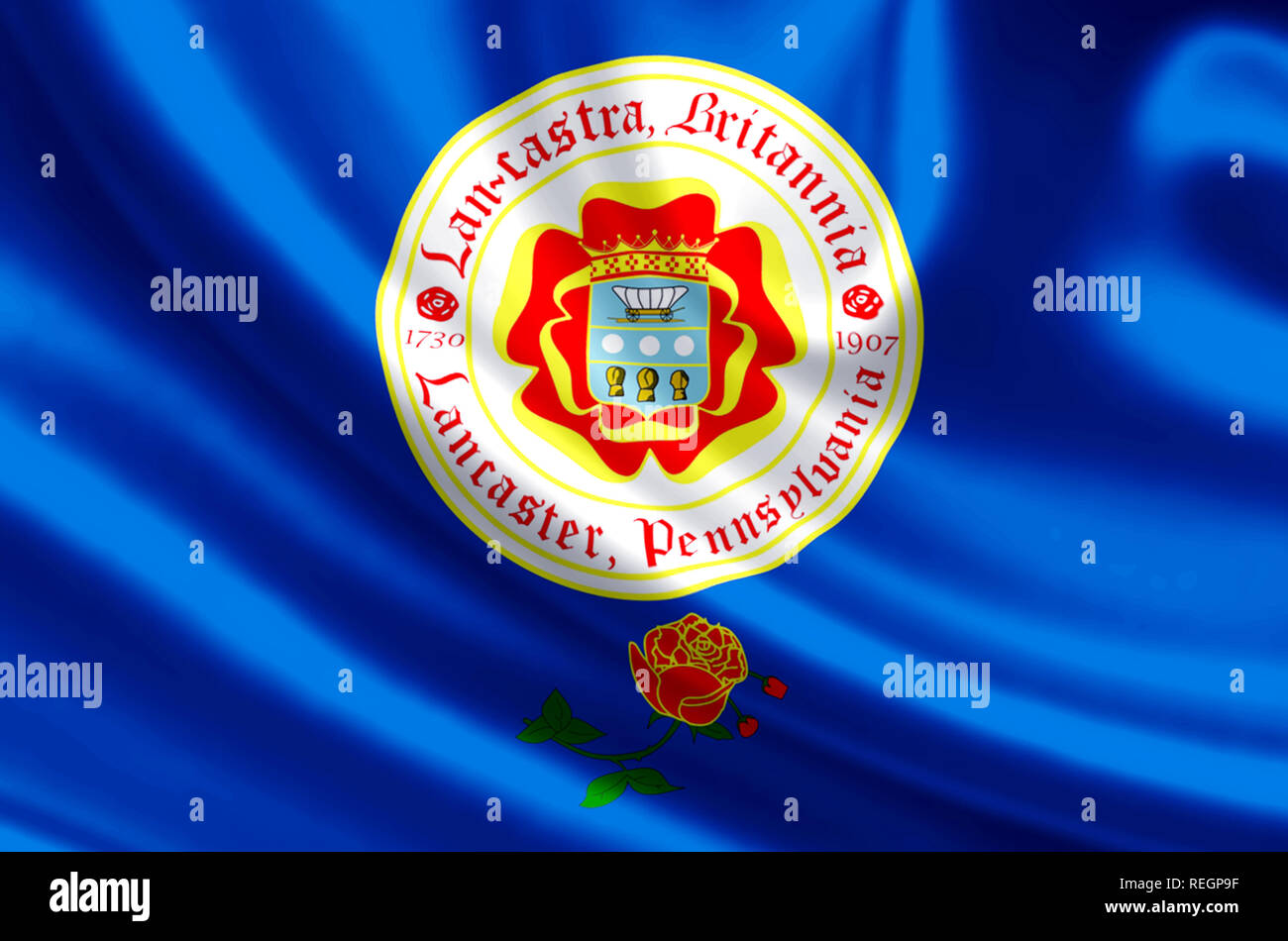 Lancaster Pennsylvania waving and closeup flag illustration. Perfect ...