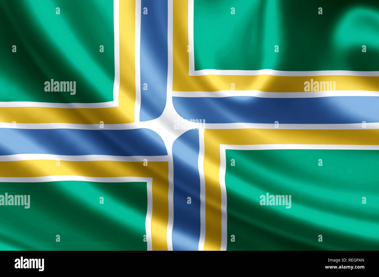 Portland Oregon waving and closeup flag illustration. Perfect for ...