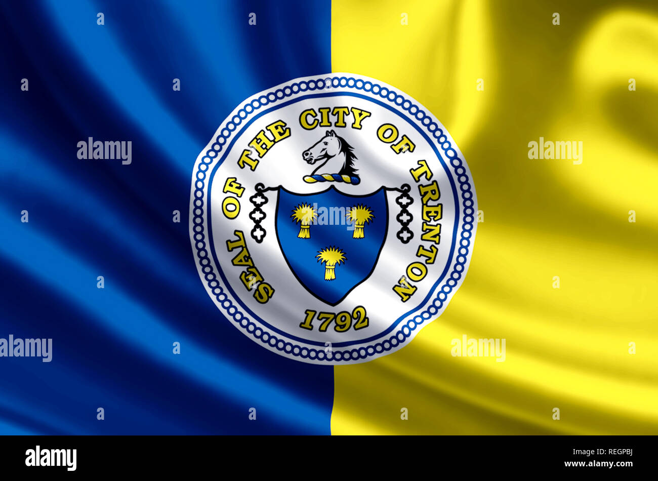 Trenton New Jersey waving and closeup flag illustration. Perfect for ...