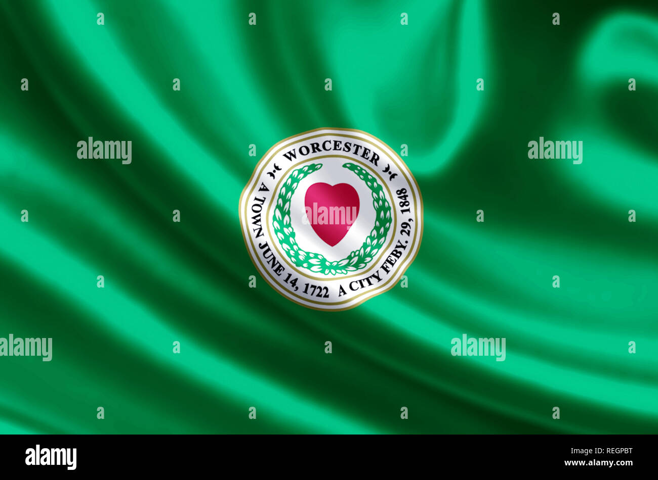 Worcester Massachusetts waving and closeup flag illustration. Perfect ...