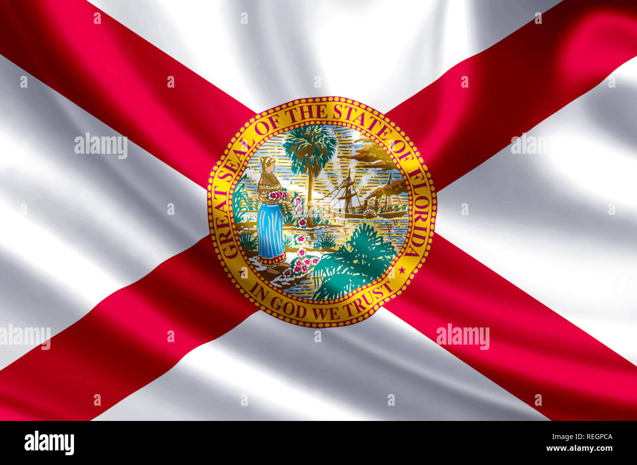 Florida waving and closeup flag illustration. Perfect for background or ...