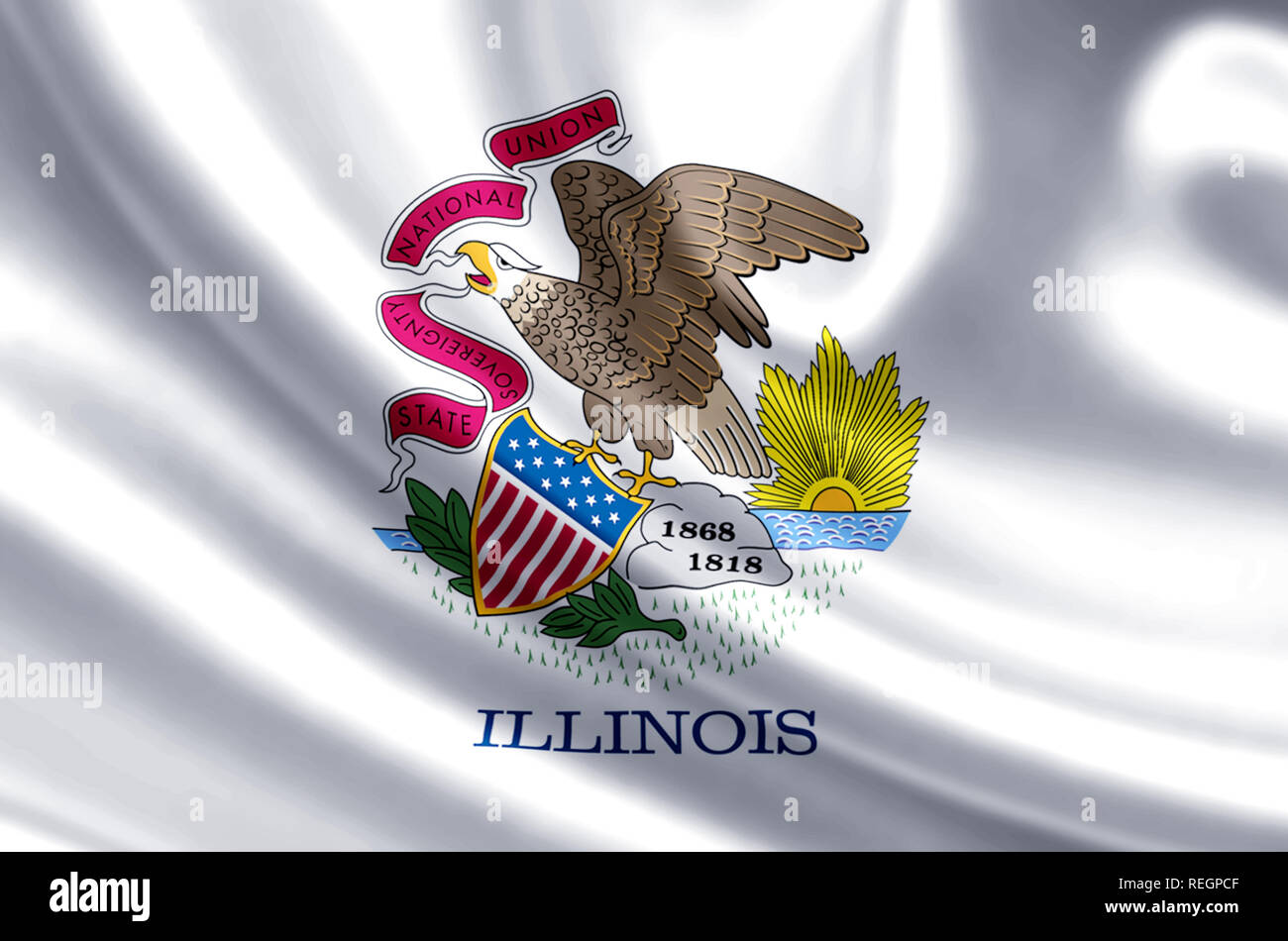 Illinois waving and closeup flag illustration. Perfect for background ...