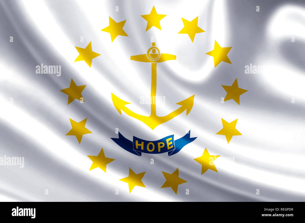 Rhode Island waving and closeup flag illustration. Perfect for ...