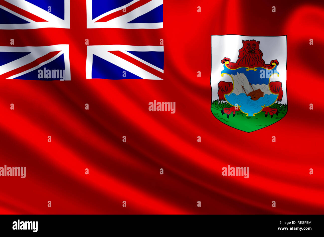 Bermuda waving and closeup flag illustration. Perfect for background or ...