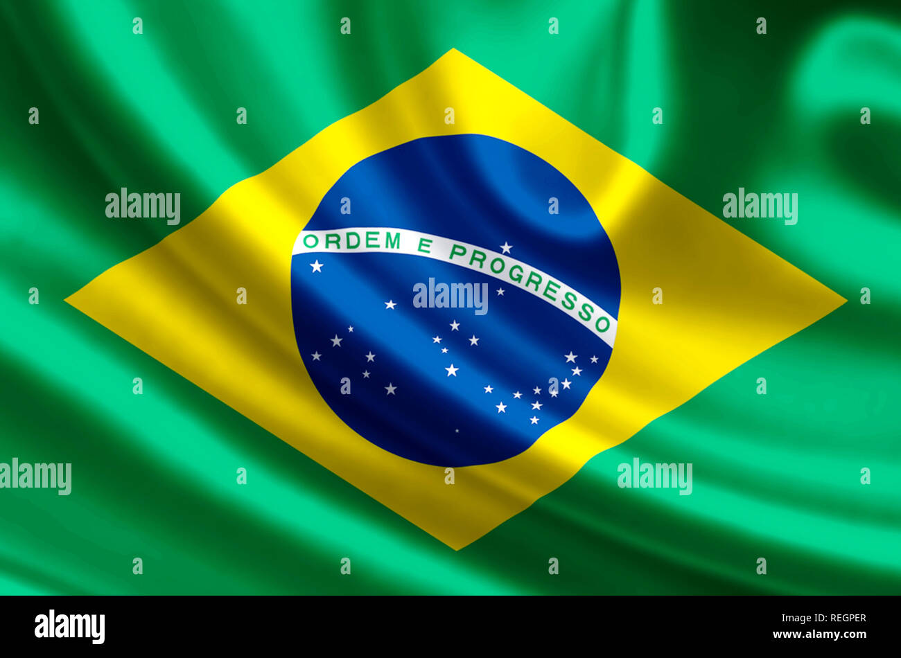 Brazil waving and closeup flag illustration. Perfect for background or ...