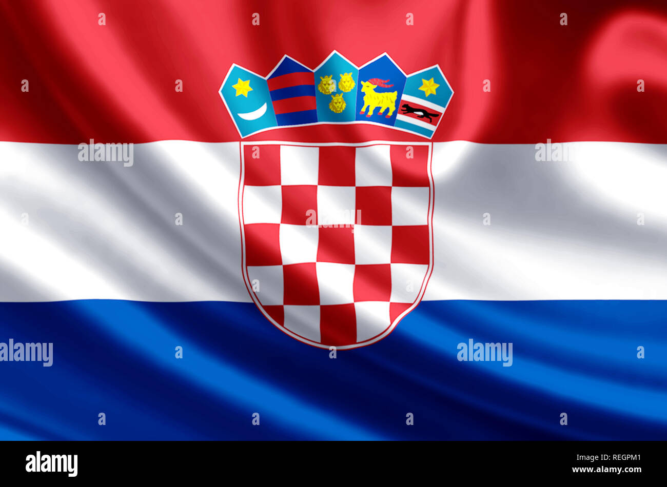 Croatia waving and closeup flag illustration. Perfect for background or ...