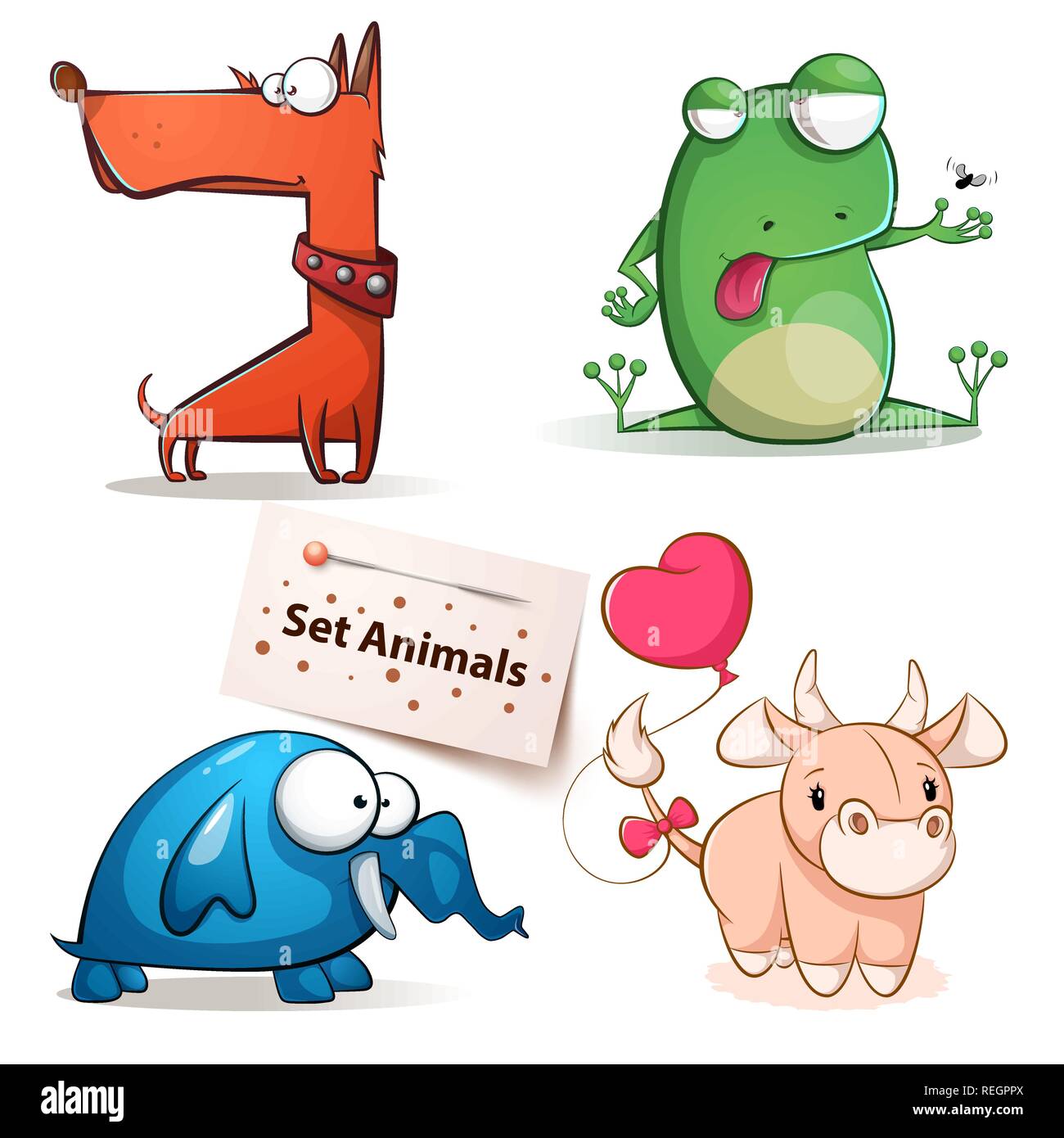 Dog, frog, elephant, cow - set animals Stock Vector Image & Art - Alamy