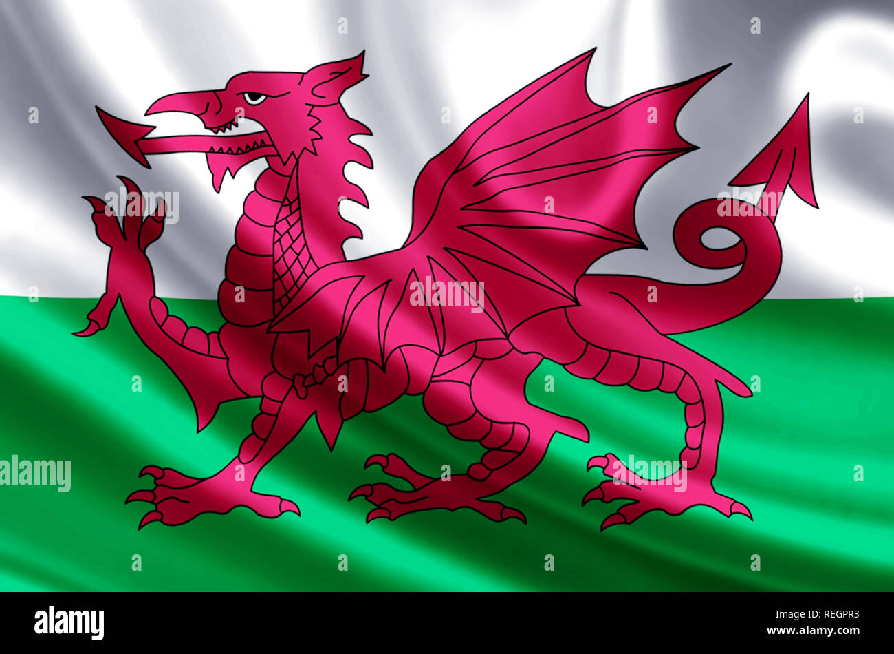 Wales waving and closeup flag illustration. Perfect for background or ...