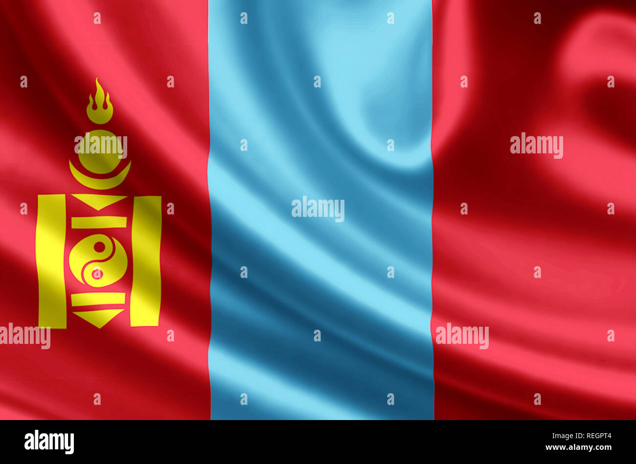 Mongolia waving and closeup flag illustration. Perfect for background ...