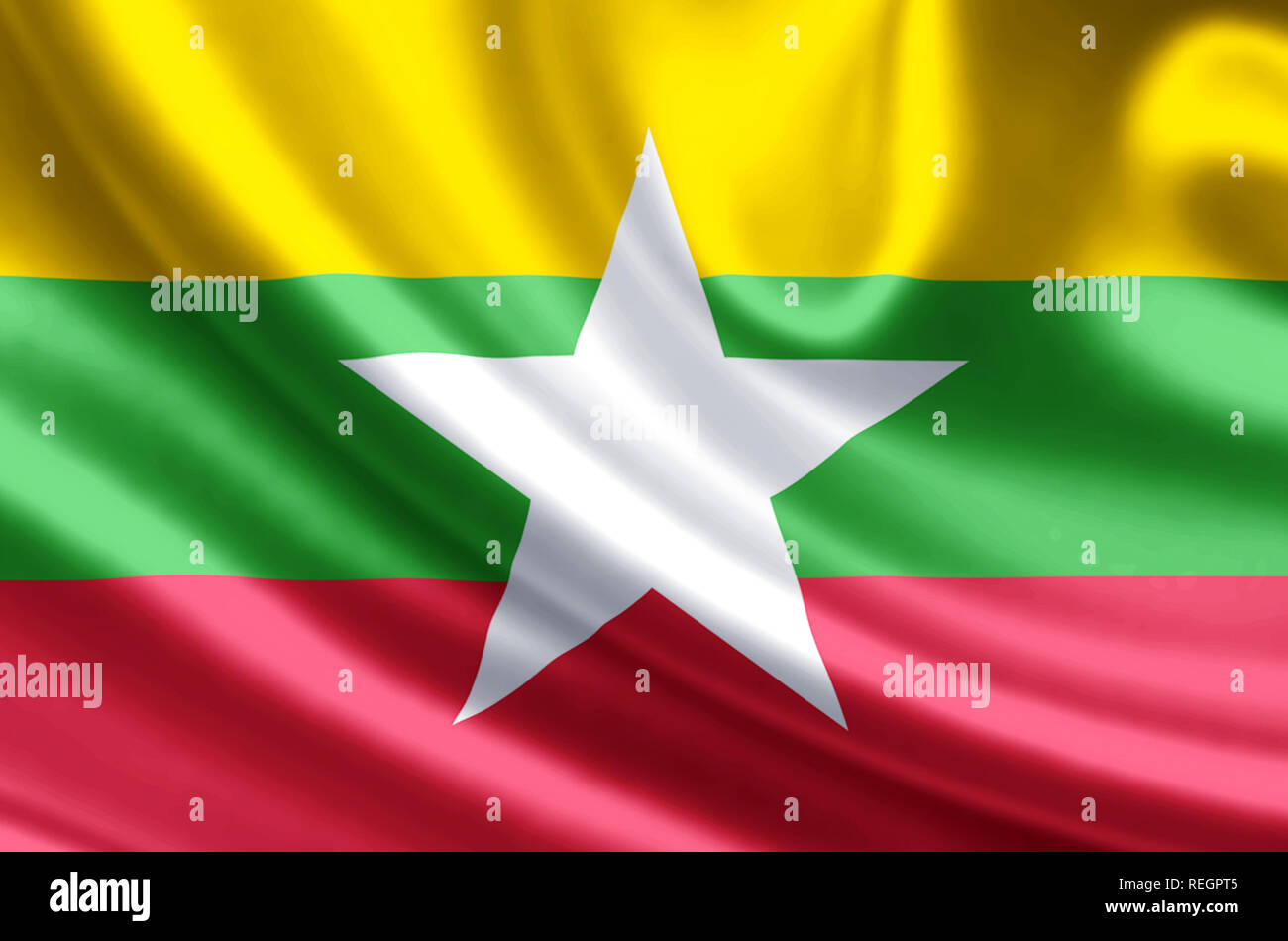 Myanmar waving and closeup flag illustration. Perfect for background or ...